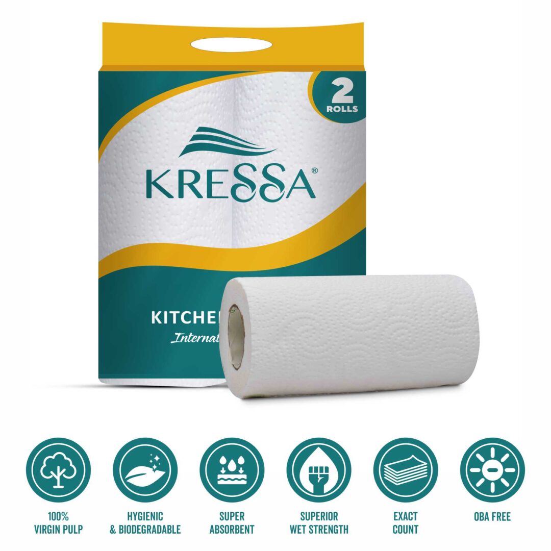 Kressa Paper Towel Kitchen Roll 2in1 2 Ply 60 Pulls Per Roll Pack Of 3 ...