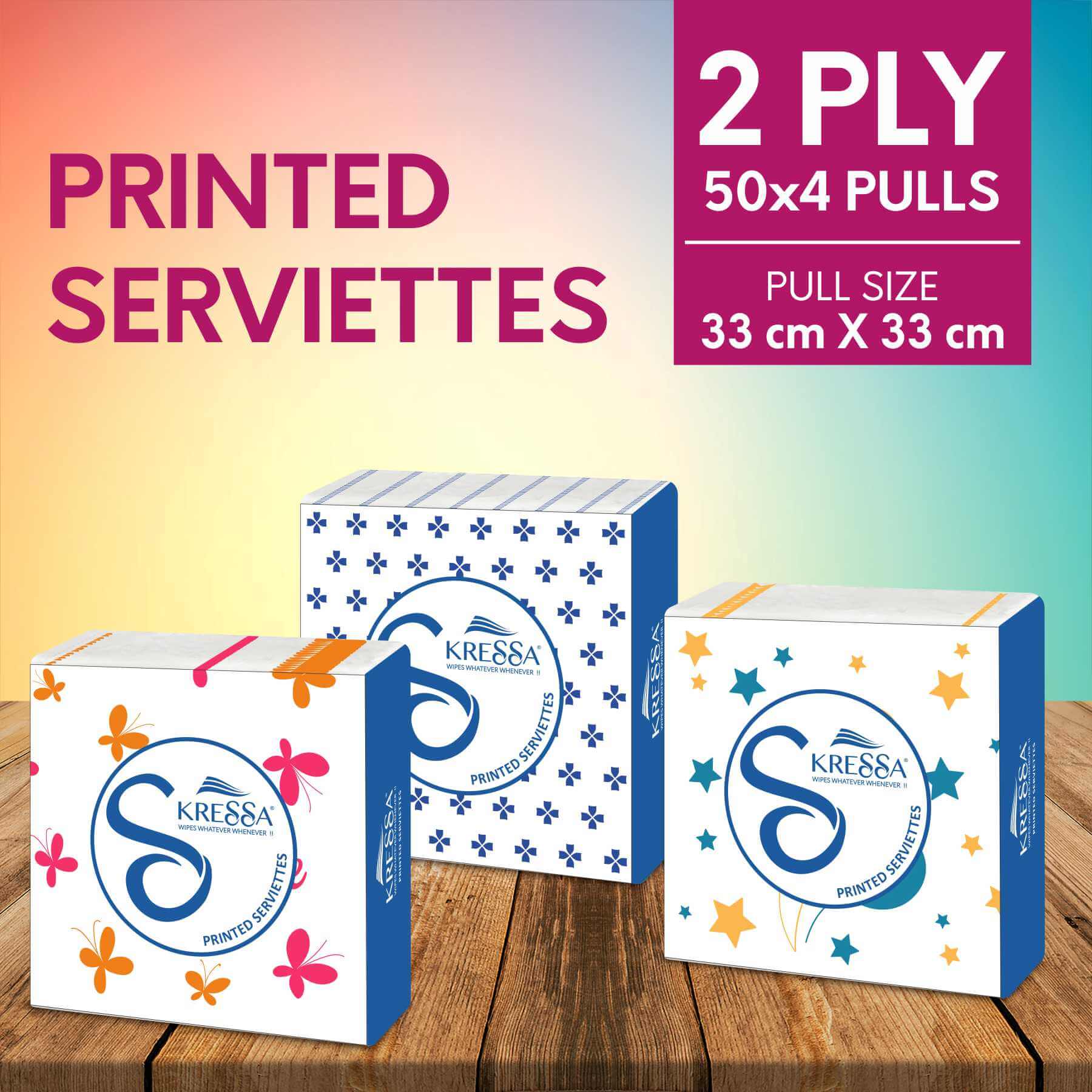 Kressa Printed Paper Napkins For Party | 2 Ply Printed Tissue Paper ...