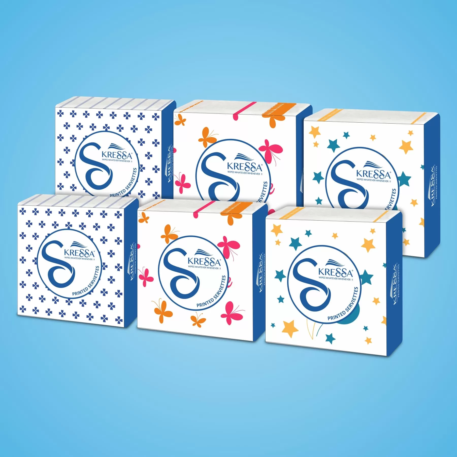 Kressa Paper Napkins Printed | 2 Ply Printed Tissue Paper - Pack of 6 ...